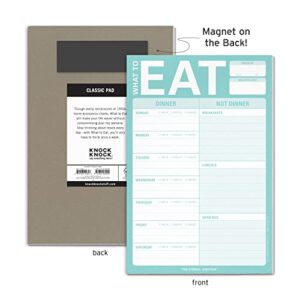 Knock Knock What to Eat Pad (Mint Green), Magnetic Meal Planning Note Pad with Magnet, 6 x 9-inches