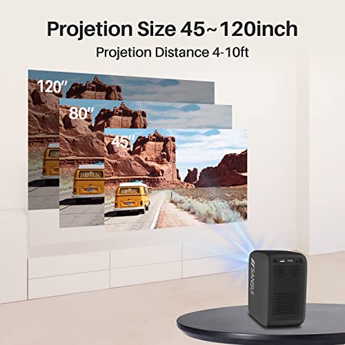 SANSUI Portable Projector with WiFi and Bluetooth, 1080P Smart Projector Netflix-Licensed,10000 Lumens,Auto Keystone Correction,Hi-Fi Audio HDR 10 for Home Theatre Outdoor Movies