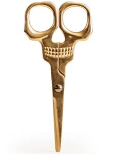 suck uk stainless steel skull scissors novelty scissors, for general purpose and household use, gold