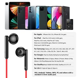 JAKPAK Wired Earbuds 3.5mm with Mic, Wired in-Ear Headphones 3.5mm Noise Canceling Deep Bass Stereo Sound Earphones Wired 3.5mm Headphones for iPhone 6/6S, iPad, Android Phones, MP3, Laptop