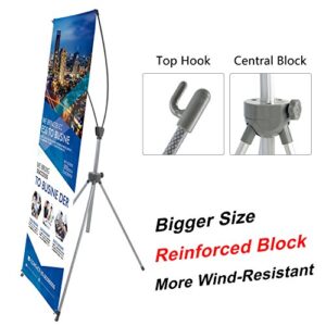 X Banner Stand, Banners and Signs Customize for Business - 23" X 63" To 32" X 78" Adjustable Banner Holder - Portable Retractable Banner with Travel Bag - Customize Banner for Trade Show and Display