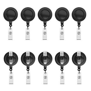 N1U 10 Pack Badge Reels Retractable with Swivel Alligator Clip - Retractable Badge Clips for Work - Retractable Badge Holders with Clip for Nurses - Durable Retractable ID Badge Clips in Bulk - N1U