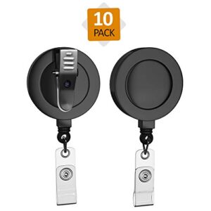 N1U 10 Pack Badge Reels Retractable with Swivel Alligator Clip - Retractable Badge Clips for Work - Retractable Badge Holders with Clip for Nurses - Durable Retractable ID Badge Clips in Bulk - N1U