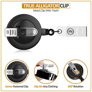 N1U 10 Pack Badge Reels Retractable with Swivel Alligator Clip - Retractable Badge Clips for Work - Retractable Badge Holders with Clip for Nurses - Durable Retractable ID Badge Clips in Bulk - N1U