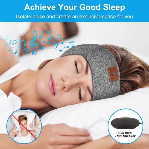 BULYPAZY Sleep Headphones, 2023 Bluetooth Headband Headphones with HD Speakers and Mic Perfect for Side Sleepers Sleeping Calling Jogging Yoga Workout Gift Ideas-Unisex (HF012-Gray)