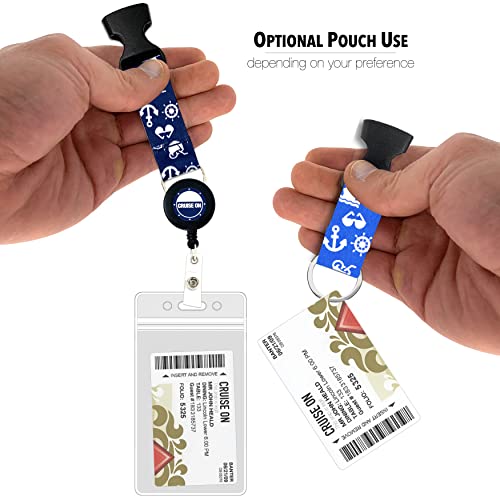 Cruise Lanyard Essentials for Ship Cards [2 Pack] Cruise Lanyards with ID Holder, Key Card Retractable Badge & Waterproof Ship Card Holders (Blue & Royal Blue)