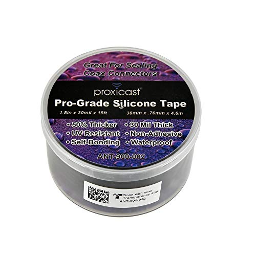 Proxicast Pro-Grade Extra Strong 30mil Weatherproof Self-Fusing Silicone Rubber Sealing Tape For Outdoor Antenna Coax & Electrical Cables, Hose/Pipe Leaks & Emergency Repairs (1.5" x 15' roll) - Black