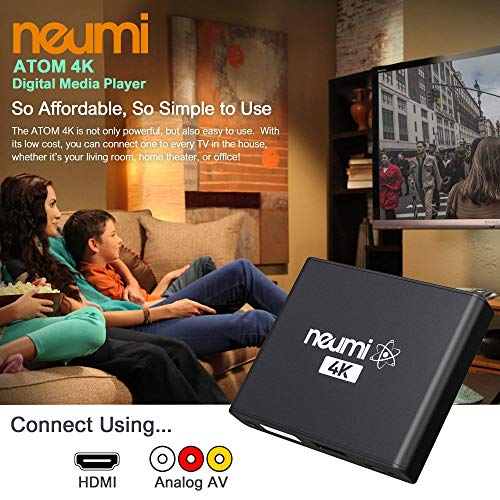 NEUMI Atom 4K Ultra-HD Digital Media Player for USB Drives and SD Cards - Plays 4K/UHD 60fps Videos, HEVC/H.265, HDMI and Analog AV, Automatic Playback and Looping Capability