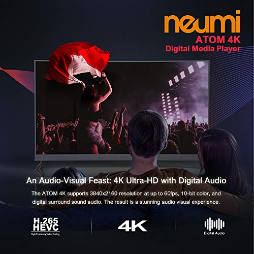 NEUMI Atom 4K Ultra-HD Digital Media Player for USB Drives and SD Cards - Plays 4K/UHD 60fps Videos, HEVC/H.265, HDMI and Analog AV, Automatic Playback and Looping Capability