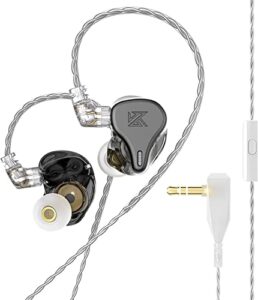 wired earbuds in ear headphone with microphone kz dq6 in ear monitor for musicians stereo sound earphone 3.5mm jack compatible with android, iphone, ipad, laptops, mp3