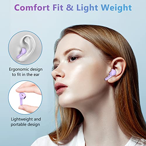 Wireless Earbuds ELOVEN Bluetooth Earphones Noise Cancelling Stereo Sound True Wireless In-Ear Earbuds with Charging Case IPX5 Water Dust Resistant Headset with Built-in Mic for Sports, Working Purple