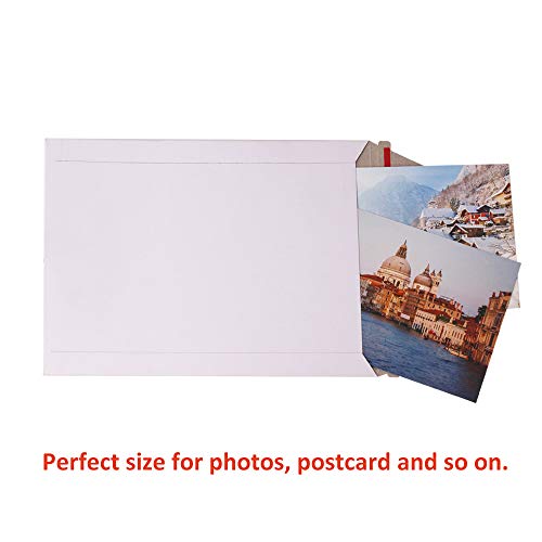 100 Pack 6X8 inch Self Seal Photo Document Mailers Stay Flat White Cardboard Envelopes White Photography Mailers for CD, Photos, Document by ZMYBCPACK