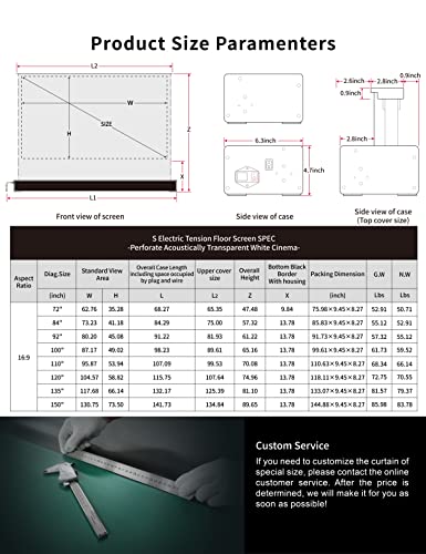 VIVIDSTORM- Projector Screen Portable Folding Stand Floor Rising Movie Screen Sound Transparent Perforated All White Screen Compatible with Ordinary Projector,VWSDSTPWA120H