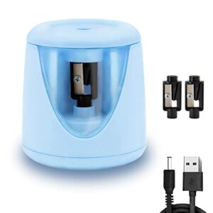 sonuimy electric pencil sharpeners for kids, portable battery pencil sharpener for colored #2 no.2 hb pencils (6-8mm), usb powerd pencil sharpeners for artist classroom school work office -blue