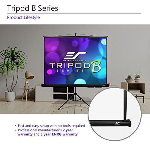 Elite Screens Tripod B, 50-INCH 1:1, Lightweight Pull Up Foldable Stand, Manual, Movie Home Theater Projector Screen, 4K / 8K Ultra HDR 3D Ready, US Based Company 2-YEAR WARRANTY, T50SB - Black