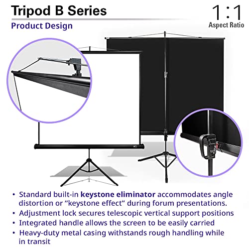 Elite Screens Tripod B, 50-INCH 1:1, Lightweight Pull Up Foldable Stand, Manual, Movie Home Theater Projector Screen, 4K / 8K Ultra HDR 3D Ready, US Based Company 2-YEAR WARRANTY, T50SB - Black