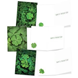 The Best Card Company - 20 Assorted Boxed St. Patrick's Day Note Cards, 2 each of 10 designs, with Envelopes (4 x 5.12 Inch) - Lucky Clovers AM9079SPG-B2x10