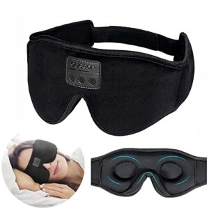 sleep headphones eyemask, bluetooth 3d sleep eye mask 2 in 1, 100% blackout adjustable eyeshade with ultra-thin stereo speaker, noise cancelling music headsets for sleep travel relaxation, meditation