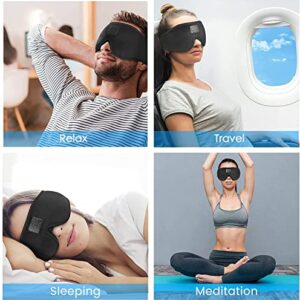 Sleep Headphones Eyemask, Bluetooth 3D Sleep Eye Mask 2 in 1, 100% Blackout Adjustable Eyeshade with Ultra-Thin Stereo Speaker, Noise Cancelling Music Headsets for Sleep Travel Relaxation, Meditation