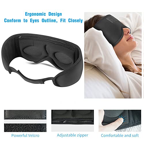 Sleep Headphones Eyemask, Bluetooth 3D Sleep Eye Mask 2 in 1, 100% Blackout Adjustable Eyeshade with Ultra-Thin Stereo Speaker, Noise Cancelling Music Headsets for Sleep Travel Relaxation, Meditation