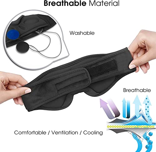 Sleep Headphones Eyemask, Bluetooth 3D Sleep Eye Mask 2 in 1, 100% Blackout Adjustable Eyeshade with Ultra-Thin Stereo Speaker, Noise Cancelling Music Headsets for Sleep Travel Relaxation, Meditation