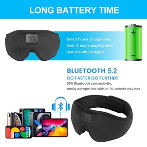 Sleep Headphones Eyemask, Bluetooth 3D Sleep Eye Mask 2 in 1, 100% Blackout Adjustable Eyeshade with Ultra-Thin Stereo Speaker, Noise Cancelling Music Headsets for Sleep Travel Relaxation, Meditation