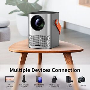 Projector, Mini Projector 1080P Full HD, Portable WiFi Projector with HiFi Speaker, Smart Bluetooth Projector, Kids Gifts, Home Theater Projector for Phone/TV Stick/PC/ Laptop/ PS4/Xbox