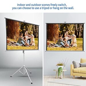 TRMESIA Projector Screen with Stand 60inch Portable Movie Screen for Projector Foldable Tripod Pull Down Projection Screen 4:3 Video Screen Retractable Stand Carry Bag Indoor Outdoor Yard Movie Night