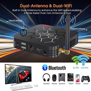 HKMLC Android TV Box, X6 PRO Android Box 10.0 4GB RAM 32GB ROM Allwinner H616 Quad-Core 64Bits, 2.4G/5.8GHz Dual-Band WiFi with BT Antenna 3D/4K Full HD/H.265/USB3.0 TV Box