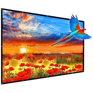 180 inch portable projector screen, yf2009sz 16:9 hd foldable anti crease indoor outdoor movie projection screen with hooks and ropes