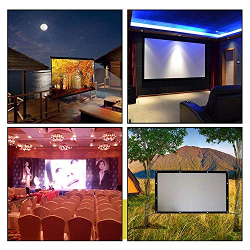 180 Inch Portable Projector Screen, YF2009SZ 16:9 HD Foldable Anti Crease Indoor Outdoor Movie Projection Screen with Hooks and Ropes