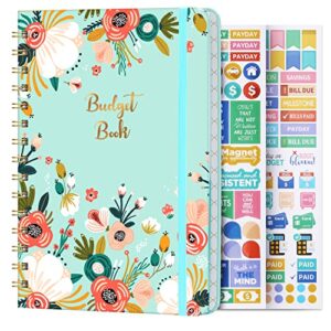 budget planner – budget book, 12 month financial organizer, expense tracker, undated finance planner & bill organizer, 8.3″ x 6.2″ monthly budget book, account book, start anytime, inner pocket, stickers