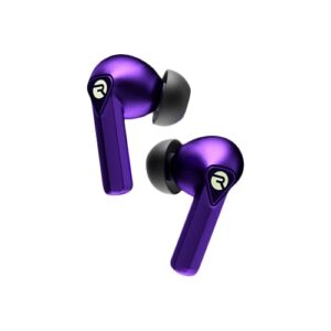 Raycon The Gaming Bluetooth True Wireless Earbuds with Built in Mic, Low Latency, 31 Hours of Battery, Charging Case with Talk, Text, and Play, Bluetooth 5.0 (Digital Purple)