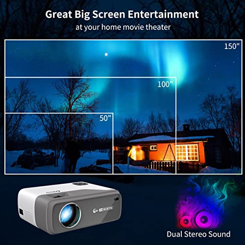 Portable WiFi Projector 4K with Bilateral Bluetooth for Phone,7000LM Native 1080P Home Theater Projector,Smart Outdoor Movie Projector with Android 9.0/Zoom/Auto Flip for Fire Stick,PS5,DVD,Laptop,PC