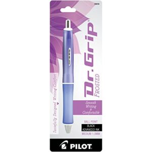 pilot dr. grip frosted refillable & retractable ballpoint pen, medium point, purple barrel, black ink, single pen (36250)