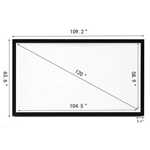 VEVOR Projection Screen 120inch 16:9 Movie Screen Fixed Frame 3D Projector Screen for 4K HDTV Movie Theater Home