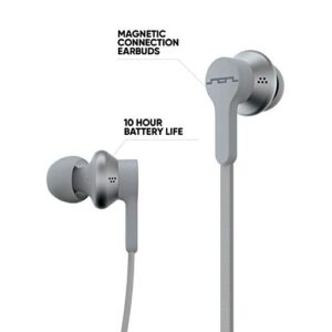 SOL REPUBLIC Shadow Fusion Bluetooth Earbuds, Grey 10-Hour Playtime Comfortable Knit Tech Fiber Collar Magnetic Connection Earbuds Flexible Compact Storage Convenient Carrying Case, Gray