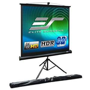 elite screens tripod series, 71-inch 1:1, 16:9, 4:3, adjustable multi aspect ratio portable indoor outdoor projector screen, 8k / 4k ultra hd 3d ready, us based company 2-year warranty, t71uws1 – black