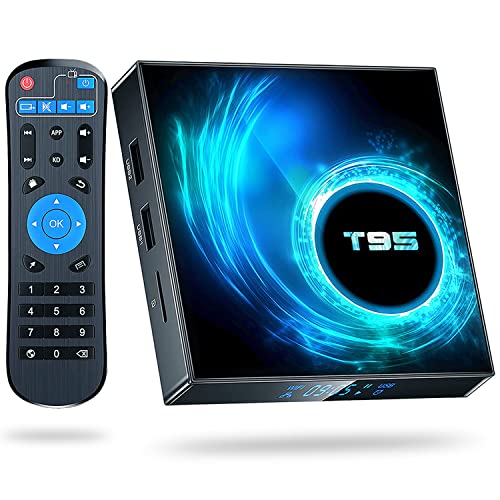 T95 Android TV Box Android 10.0 TV Box 2022 4GB RAM 32GB ROM Smart TV Box 4K Android Box H616 Quad-core with 2.4G 5G Wi-Fi 6K H.265 HDR Bluetooth 3D USB Ethernet TV Box Android