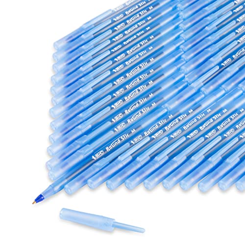 BIC Round Stic Xtra Life Ballpoint Pen, Medium Point (1.0mm), Blue, 12-Count