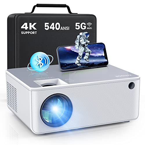 FANGOR 5G WiFi Bluetooth Projector - 540 ANSI Native 1080P HD Outdoor Movie Projector 4K Support, Portable Home Theater Video Projector with Zoom & HiFi Speaker, Compatible with TV Stick/Phone/PC/USB