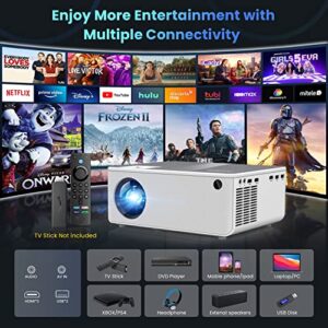 FANGOR 5G WiFi Bluetooth Projector - 540 ANSI Native 1080P HD Outdoor Movie Projector 4K Support, Portable Home Theater Video Projector with Zoom & HiFi Speaker, Compatible with TV Stick/Phone/PC/USB