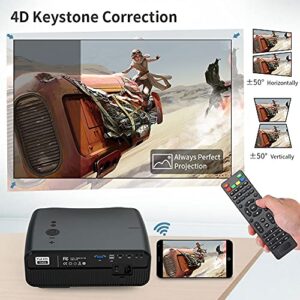 Native 1080P 5G WiFi Bluetooth Projector,10000L Wireless Outdoor Movie Projector 4K Cinema, Smart Home Theater Android Projector with 15W Speaker & Auto Keystone for iOS/Android Phone/TV Stick/PS5/DVD