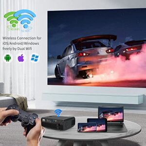 Native 1080P 5G WiFi Bluetooth Projector,10000L Wireless Outdoor Movie Projector 4K Cinema, Smart Home Theater Android Projector with 15W Speaker & Auto Keystone for iOS/Android Phone/TV Stick/PS5/DVD