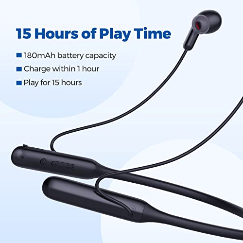 gorsun E19 Bluetooth Headphones Neckband, Wireless in-Ear Sport Headphones, 15H Play Time, Foldable and Lightweight, IPX5 Waterproof, Bluetooth 5.1