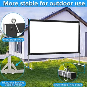 Projector Screen and Stand,JWSIT 135 inch Outdoor Movie Screen-Upgraded 3 Layers PVC 16:9 Outdoor Projector Screen,Portable Video Projection Screen with Carrying Bag for Home Theater Backyard