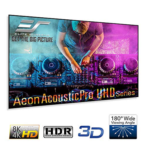 Elite Screens Aeon AcousticPro UHD 180-INCH Diag. 16:9, 4K Home Theater Fixed Frame Edge Free Projection Sound Transparent Perforated Weave Projection Screen, AR180H2-AUHD