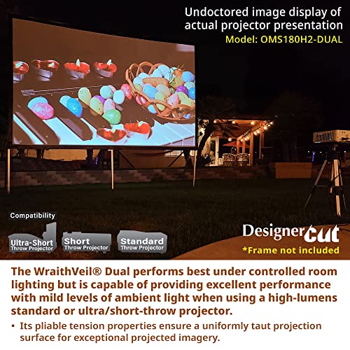 Elite Screens Designer Cut 135" Diag. 16:9, 4K/8K Ultra HD Front/Rear DIY Raw Projector Screen Material, WraithVeil Dual Projection Screen, RM-135H-DUAL