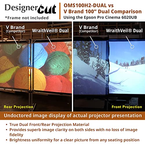 Elite Screens Designer Cut 135" Diag. 16:9, 4K/8K Ultra HD Front/Rear DIY Raw Projector Screen Material, WraithVeil Dual Projection Screen, RM-135H-DUAL