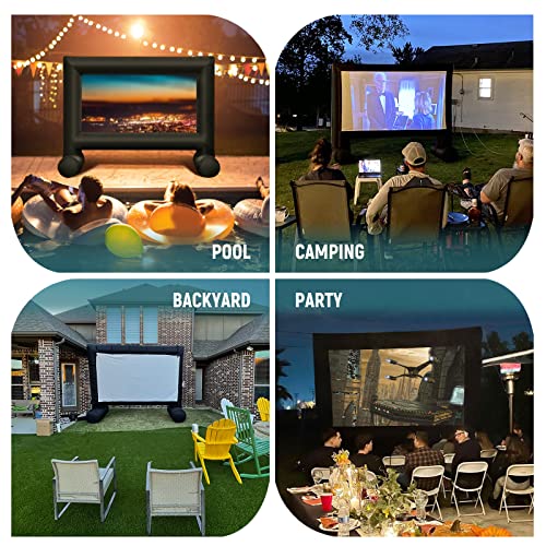 Inflatable Projector Screen for Outdoor, ISPNZH 16/20 FT Blow Up Portable Mega Theater Movie TV Screen with Air Blower and Storage Bag for Outside Backyard Pool Movie Night, Theme Parties(16ft)